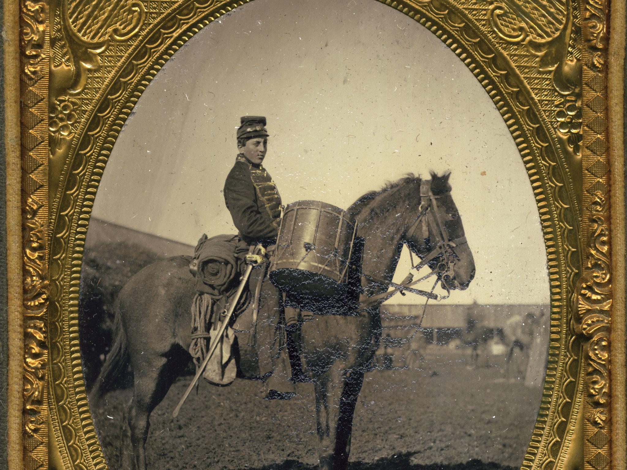 A gallery of portrait photograph of Civil War Union drummers