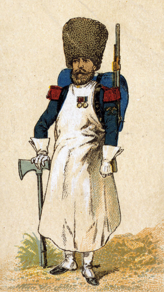 Antebellum photo of an axe-wielding U.S. military sapper.