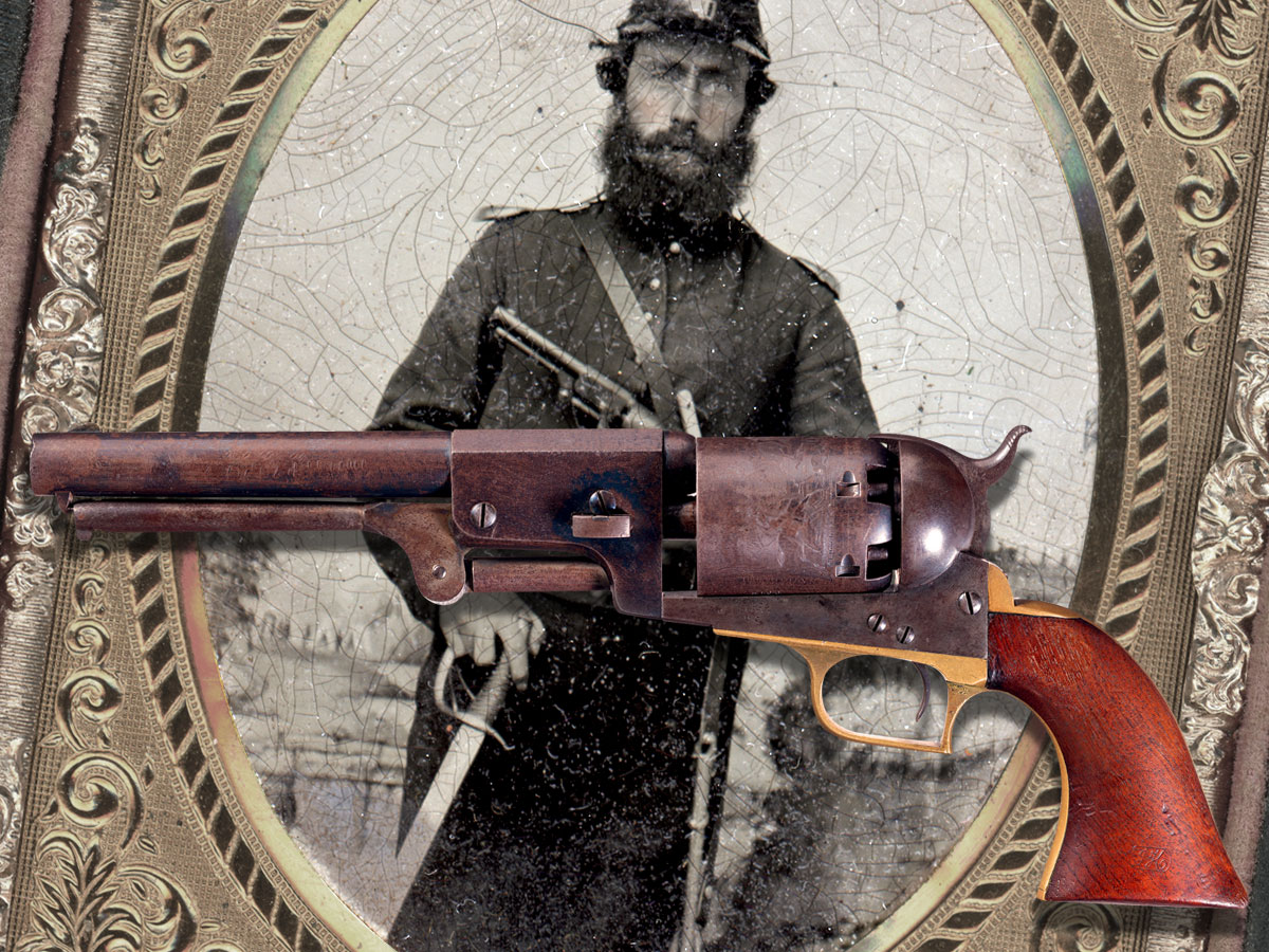 Civil War soldier with a Colt Second Model Dragoon Revolver